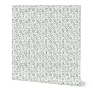 Spoonflower Blue Tattoos 100% Natural Sisal Grasscloth Wallcovering - Blue,gray