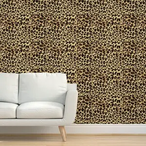 Spoonflower Gold Black Leopard Pattern Animal 100% Natural Sisal Grasscloth Wallcovering