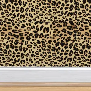 Spoonflower Gold Black Leopard Pattern Animal 100% Natural Sisal Grasscloth Wallcovering