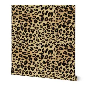 Spoonflower Gold Black Leopard Pattern Animal 100% Natural Sisal Grasscloth Wallcovering
