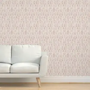Spoonflower Soft Geometry Blush On White 100% Natural Sisal Grasscloth Wallcovering