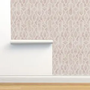Spoonflower Soft Geometry Blush On White 100% Natural Sisal Grasscloth Wallcovering