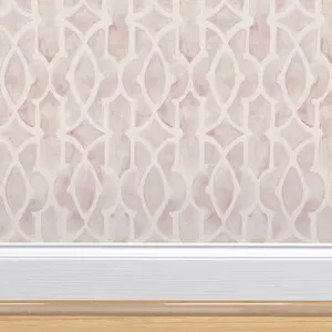 Spoonflower Soft Geometry Blush On White 100% Natural Sisal Grasscloth Wallcovering