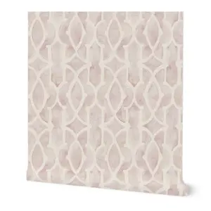 Spoonflower Soft Geometry Blush On White 100% Natural Sisal Grasscloth Wallcovering