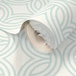 Spoonflower Neutral Geometric Soft Blue Rainbow White 100% Natural Sisal Grasscloth Wallcovering - Blue,gray