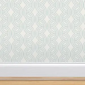 Spoonflower Neutral Geometric Soft Blue Rainbow White 100% Natural Sisal Grasscloth Wallcovering