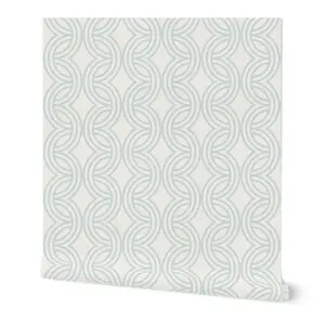 Spoonflower Neutral Geometric Soft Blue Rainbow White 100% Natural Sisal Grasscloth Wallcovering