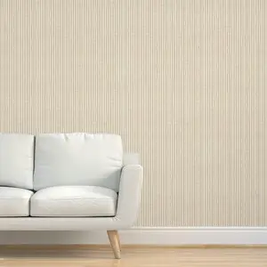 Spoonflower Aegean Stripe 100% Natural Sisal Grasscloth Wallcovering - Beige,gray