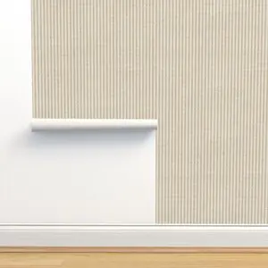 Spoonflower Aegean Stripe 100% Natural Sisal Grasscloth Wallcovering - Beige,gray