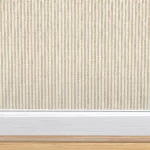 Spoonflower Aegean Stripe 100% Natural Sisal Grasscloth Wallcovering - Beige,gray