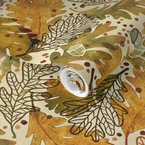 Spoonflower Autumn Confetti Large Custom Pre-pasted Wallpaper - Brown,orange,beige
