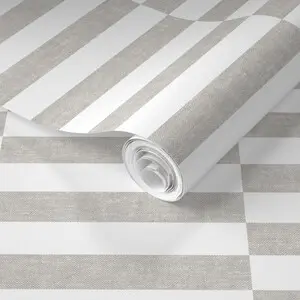 Spoonflower Minimal Checkered Tiles Stone Geometric Grey Custom Pre-pasted Wallpaper - Gray,white