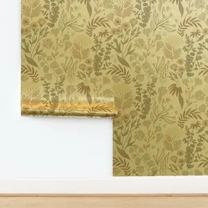 Spoonflower Neutral Eucalyptus Wildflowers Floral Wallpaper Wallpaper