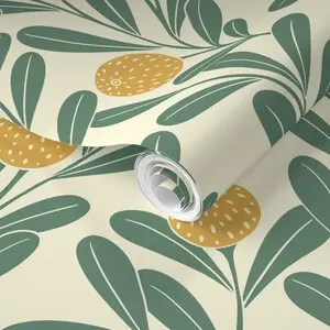 Spoonflower Climbing Vines Light Classic Botanical Citrus Custom Removable Wallpaper Green,sage,yellow