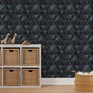Spoonflower Triangles Geo Mod Custom Pre-pasted Wallpaper