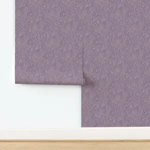 Spoonflower Wild Free Lilac Leaves Floral Nature Grass Plants Custom Pre-pasted Wallpaper - Purple,pink