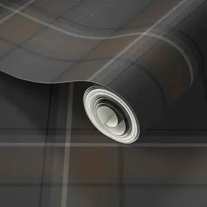 Spoonflower Vintage Plaid Brown Retro Grey Skirt Sewing Custom Pre-pasted Wallpaper Brown,gray