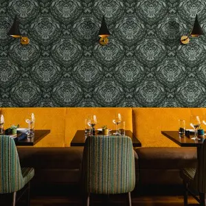 Spoonflower Damask Wild Animals Green Owl Moth Fox Forest Traditional Wallpaper