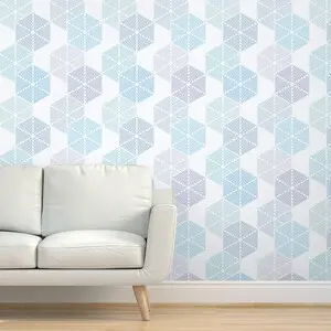 Spoonflower Ice Crystal Inspired Modern Geometric Blue Traditional Wallpaper