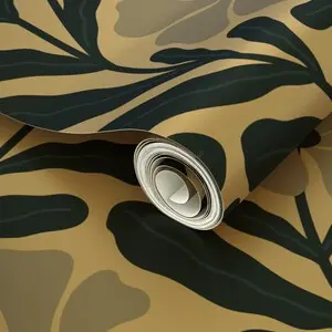 Spoonflower Flowers Leaves Nature Retro Modern Spring Wallpaper - Blue