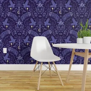 Spoonflower Periwinkle Witch Garden Plants Botanical Purple Traditional Wallpaper