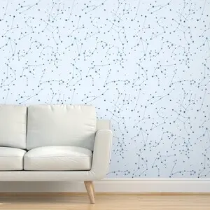 Spoonflower Large Stars Zodiac Constellations Blue Light Sky Traditional Wallpaper