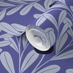Spoonflower Vines Fruit Periwinkle Purple Greenery Garden Traditional Wallpaper - Blue,purple