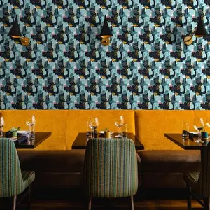 Spoonflower Large Painterly Color Blue Modern Gold Abstract Traditional Wallpaper