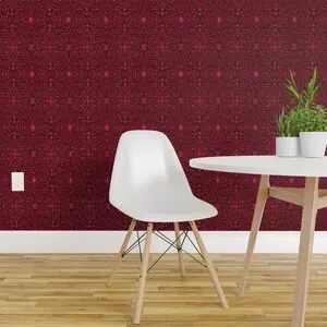 Spoonflower Damask Vintage Ruby Red Victorian Art Nouveau Traditional Wallpaper