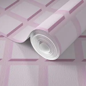 Spoonflower Mod Mid Century Geometric 60s Pastel Traditional Wallpaper - Pink
