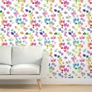 Spoonflower Nature Tree Colourful Plant Leaves Traditional Wallpaper