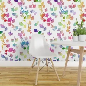 Spoonflower Nature Tree Colourful Plant Leaves Traditional Wallpaper