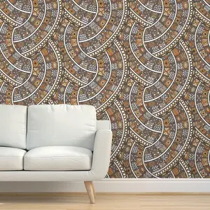 Spoonflower Oba Copper King Eye Africa Bronze Afrocentric Traditional Wallpaper