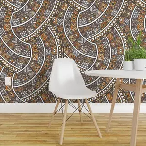 Spoonflower Oba Copper King Eye Africa Bronze Afrocentric Traditional Wallpaper