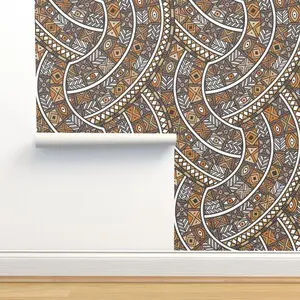 Spoonflower Oba Copper King Eye Africa Bronze Afrocentric Traditional Wallpaper