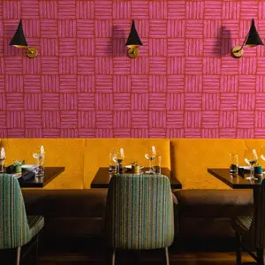 Spoonflower Large Raspberry Stripe Geometric Grid Check Geo Traditional Wallpaper