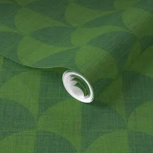 Spoonflower Jade Vintage Geometric Art Deco Tile Custom Pre-pasted Wallpaper - Green