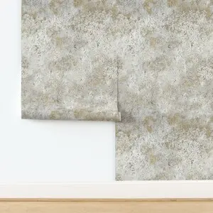 Spoonflower Faux Texture Grey Taupe Neutral Beige Paint Custom Pre-pasted Wallpaper - Gray,beige,grey