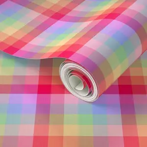 Spoonflower Plaid Picnic Summer Pride Geometric Custom Pre-pasted Wallpaper