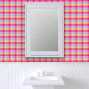 Spoonflower Plaid Picnic Summer Pride Geometric Custom Pre-pasted Wallpaper