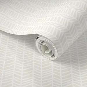 Spoonflower Cream Geometric Tan Origami Herringbone Minimalist Custom Removable Wallpaper - White,gray