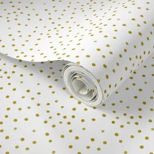 Spoonflower Polka Dot Gold Traditional Wallpaper - Gold,white,green