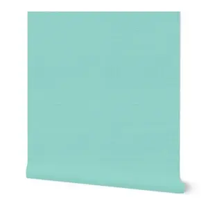 Spoonflower Aqua Light Solid 100% Natural Sisal Grasscloth Wallcovering - Aqua,blue