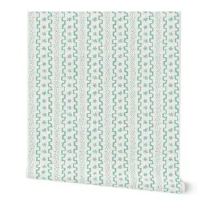 Spoonflower Aqua On White Talia 100% Natural Sisal Grasscloth Wallcovering - Aqua,blue