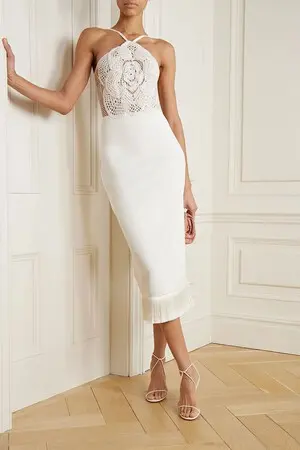 PatBO Fringed Stretch-ponte Midi Skirt