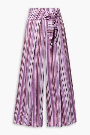 Lisa Marie Fernandez Lisa Marie Fernandez Farrah Striped Wide-Leg Pants - Purple