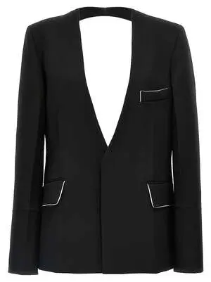 Victoria Beckham Shrunken Collarless Open-back Blazer