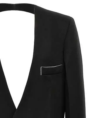 Victoria Beckham Shrunken Collarless Open-back Blazer