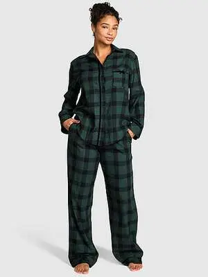 Pink Flannel Long Pajama Set - Print