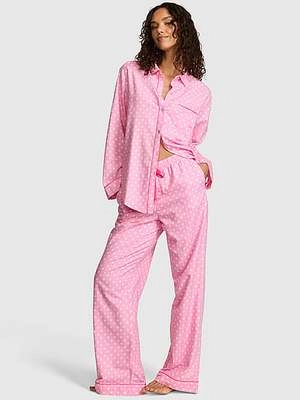 Pink Cotton Favorite Flannel Long Pajama Set - Print